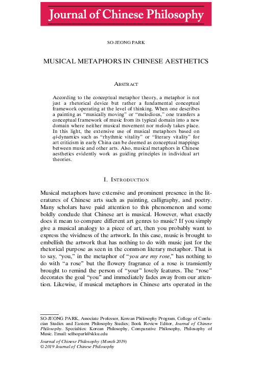 (PDF) MUSICAL METAPHORS IN CHINESE AESTHETICS