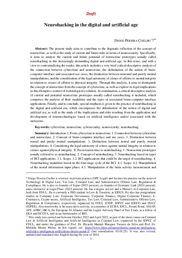 (PDF) Neurohacking in the digital and artificial age
