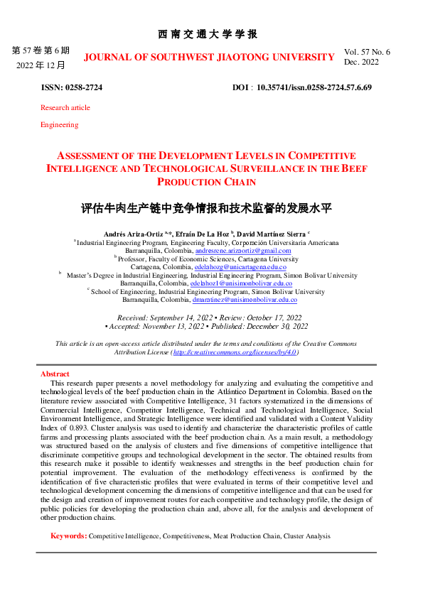 (PDF) Assessment of the Development Levels in Competitive Intelligence and Technological ...