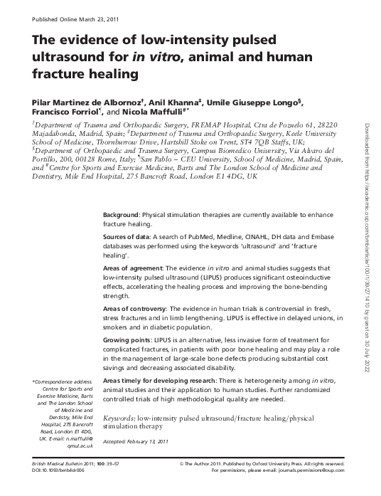 (PDF) The evidence of low-intensity pulsed ultrasound for in vitro ...