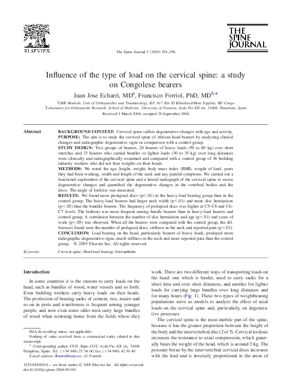(PDF) Influence of the type of load on the cervical spine: a study on ...