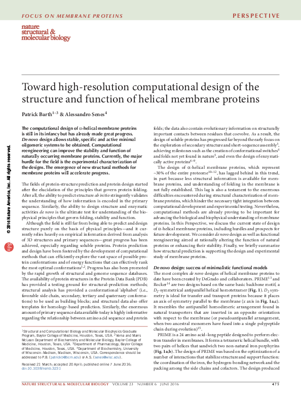 (PDF) Toward high-resolution computational design of the structure and ...