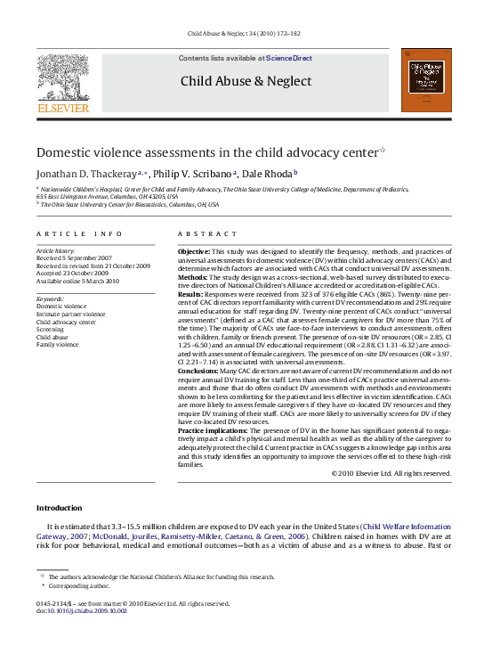 (PDF) Domestic violence assessments in the child advocacy center