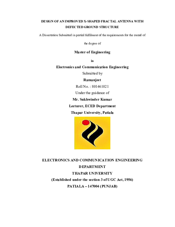 Pdf Design Of An Improved X Shaped Fractal Antenna With Defected Ground Structure