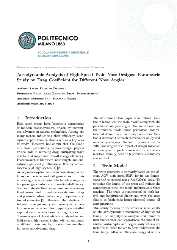 (PDF) Aerodynamic Analysis of High-Speed Train Nose Designs: Parametric Study on Drag ...