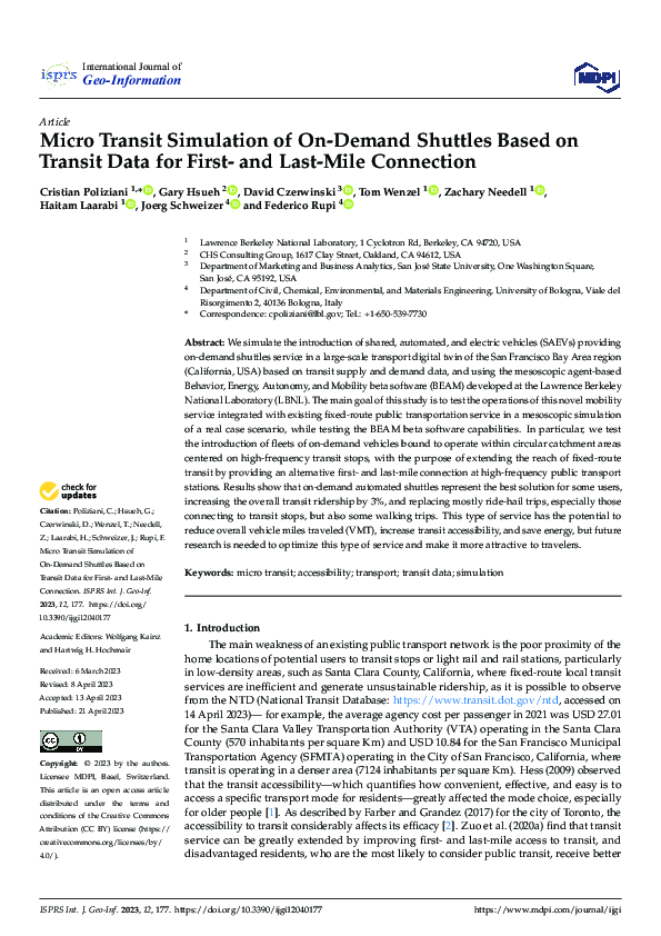 (PDF) Micro Transit Simulation of On-Demand Shuttles Based on Transit Data for First- and Last ...
