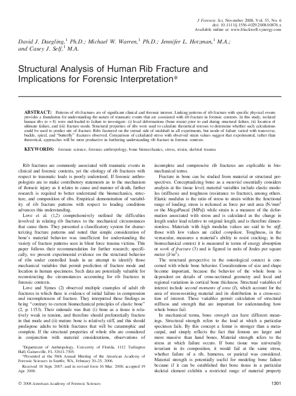 (PDF) Structural Analysis of Human Rib Fracture and Implications for ...