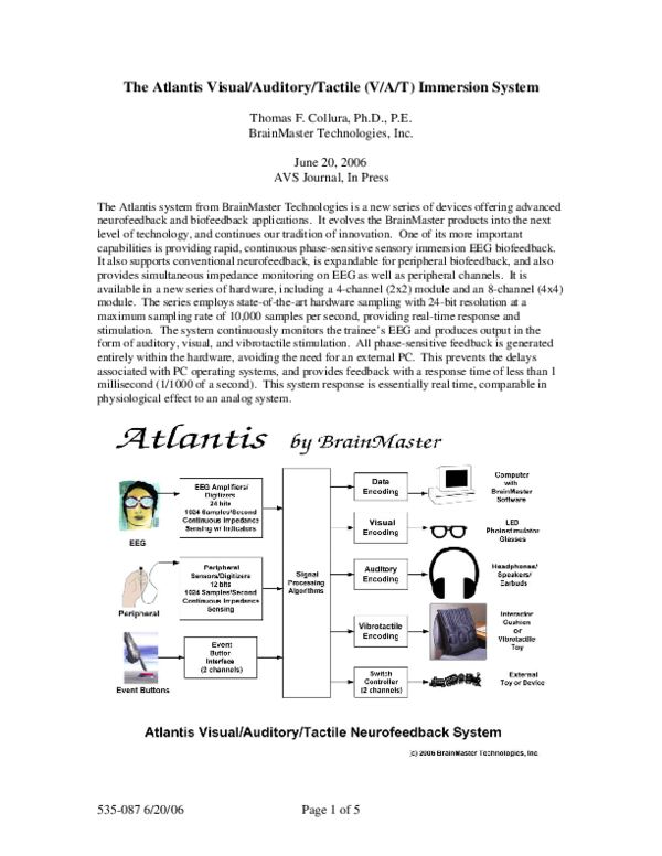 (PDF) The Atlantis Visual / Auditory / Tactile ( V / A / T ) Immersion ...