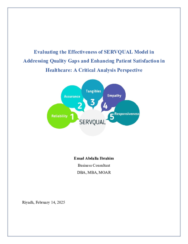 (PDF) Evaluating the Effectiveness of SERVQUAL Model in Addressing Quality Gaps and Enhancing ...