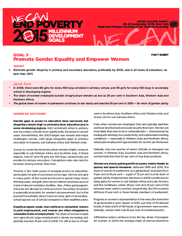 (PDF) Promote gender equality and empower women