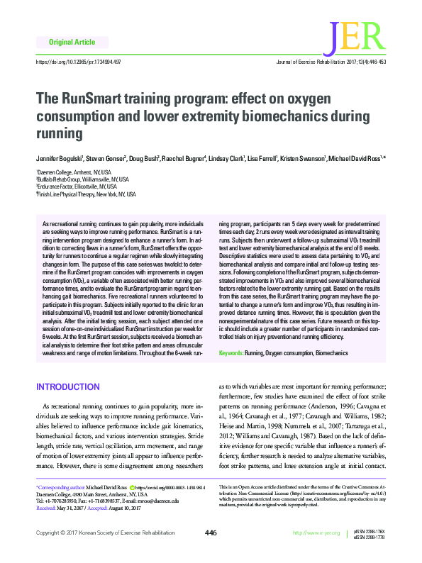 (PDF) The RunSmart training program: effect on oxygen consumption and lower extremity ...