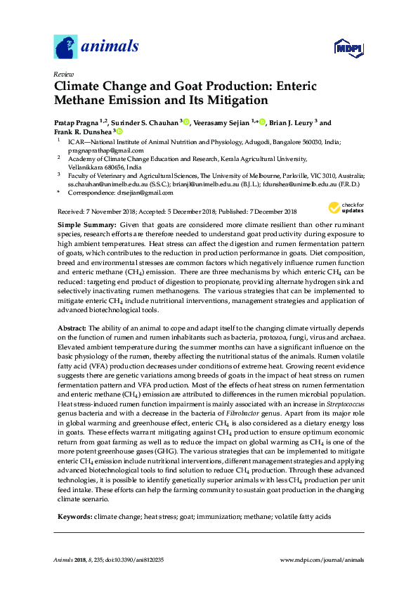 (PDF) Climate Change and Goat Production: Enteric Methane Emission and ...
