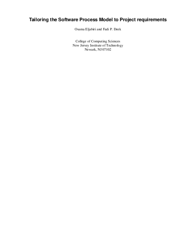 (PDF) Tailoring the Software Process Model to Project requirements