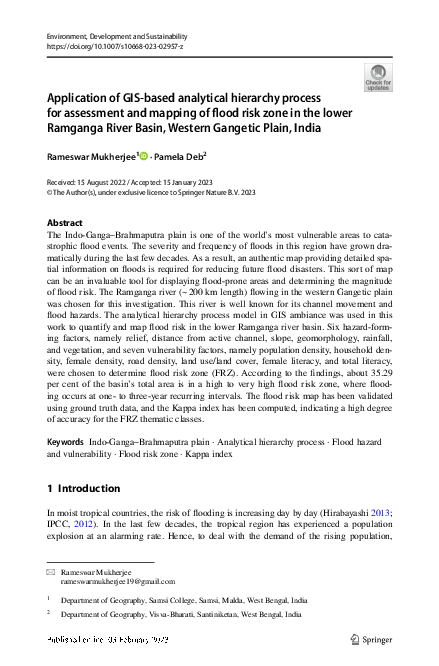 (PDF) Application of GIS-based analytical hierarchy process for assessment and mapping of flood ...