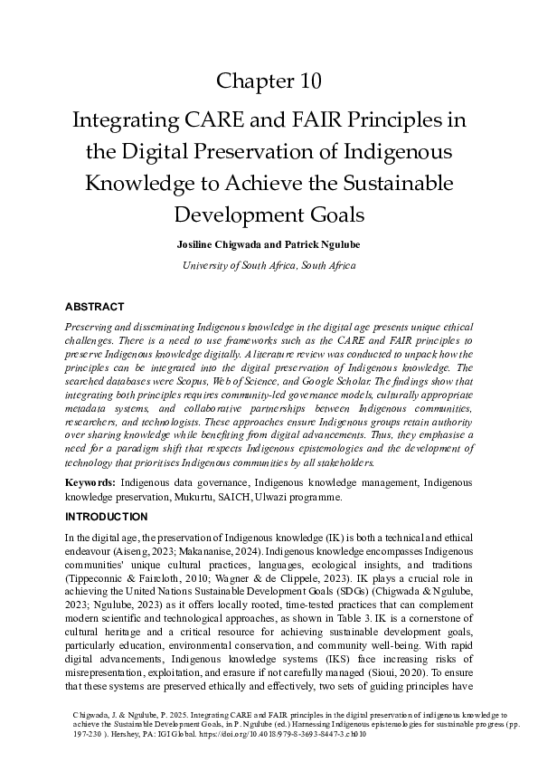 (PDF) Integrating CARE and FAIR Principles in the Digital Preservation ...