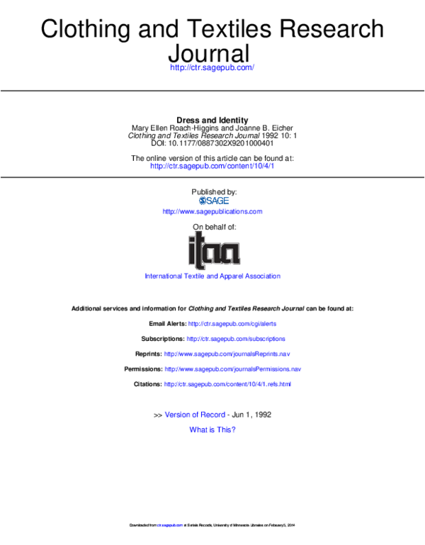 (PDF) Dress and Identity