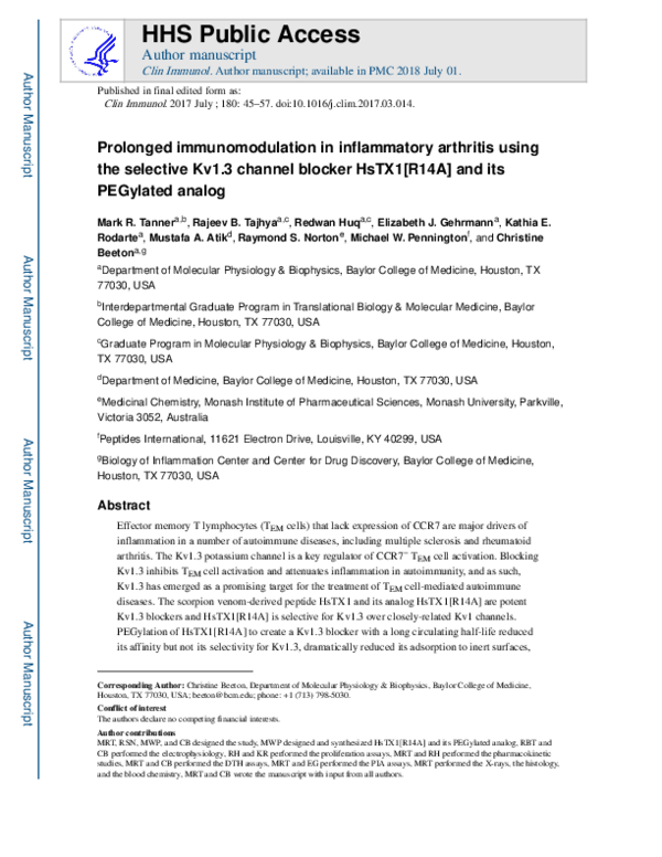 (PDF) Prolonged immunomodulation in inflammatory arthritis using the ...