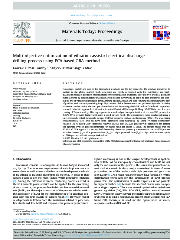 (PDF) Multi-objective optimization of vibration assisted electrical discharge drilling process ...