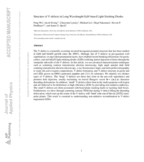 (PDF) Structure of V-defects in long wavelength GaN-based light emitting diodes