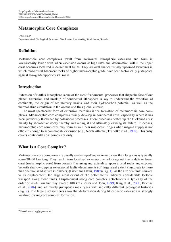 (PDF) Metamorphic Core Complexes