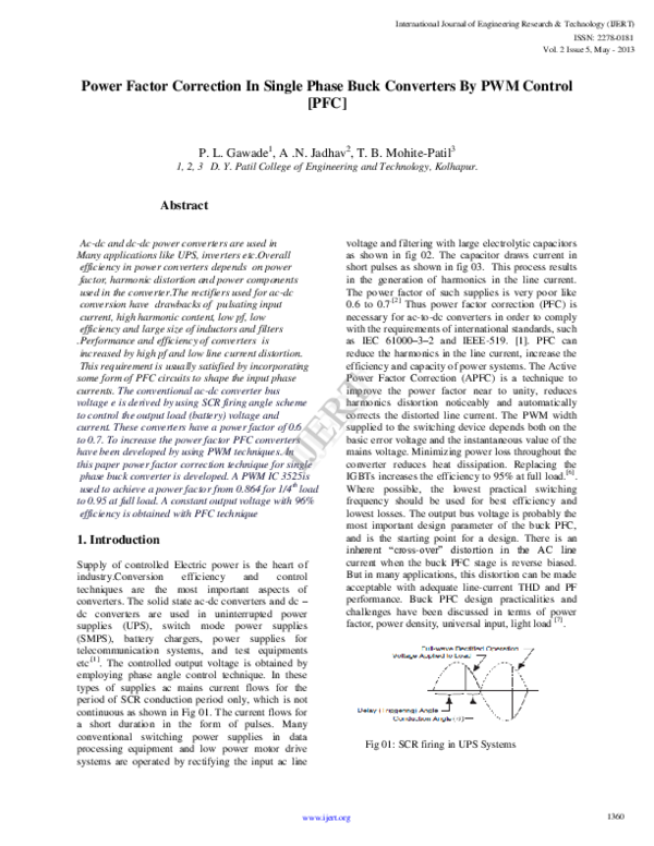 (PDF) Power Factor Correction In Single Phase Buck Converters By PWM Control [PFC]