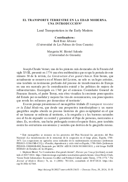 (PDF) El transporte en la Edad Moderna. Una Introducción