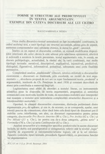 (PDF) Nedea, Raluca-Mihaela, "FORME ȘI STRUCTURI ALE PREDICTIVULUI ÎN ...