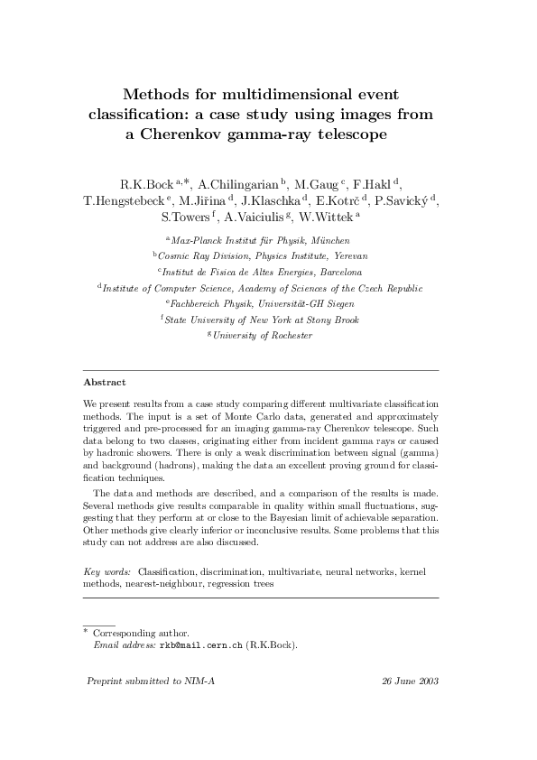 (PDF) Methods for multidimensional event classification: a case study using images from a ...