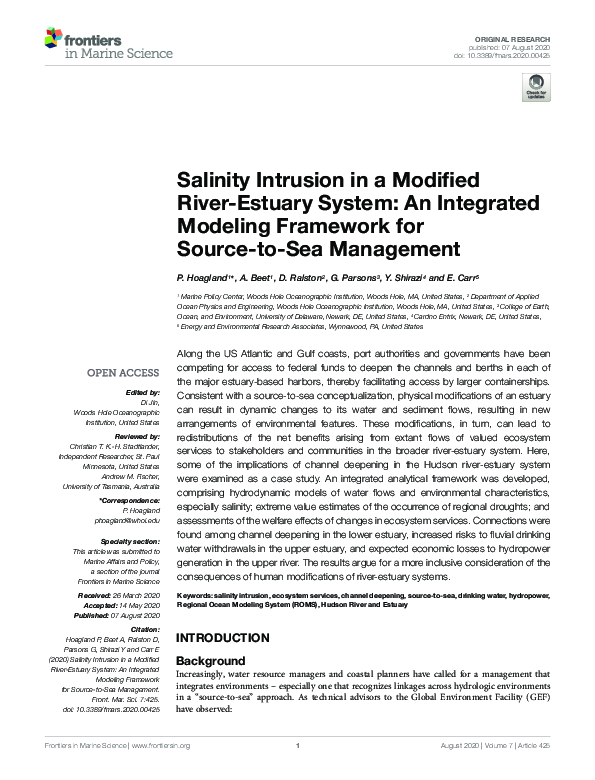 (PDF) Salinity Intrusion in a Modified River-Estuary System: An ...