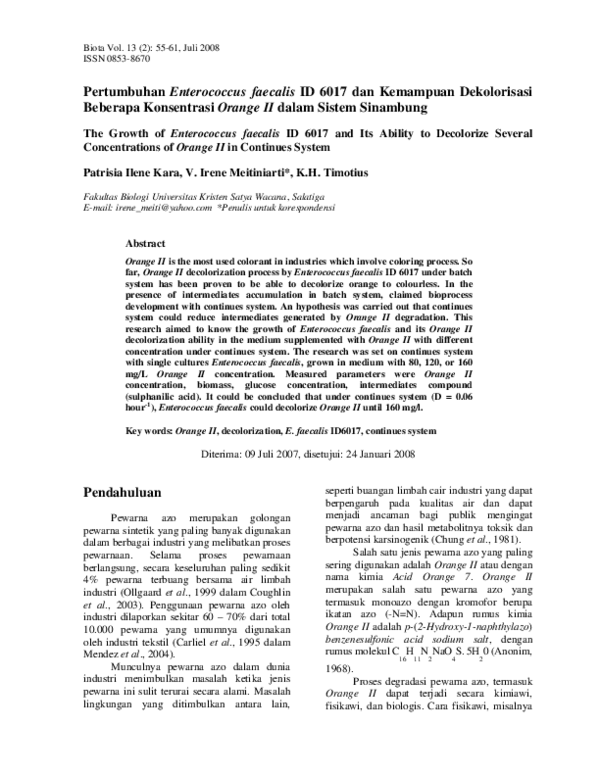(PDF) Pertumbuhan Enterococcus faecalis ID 6017 dan Kemampuan ...