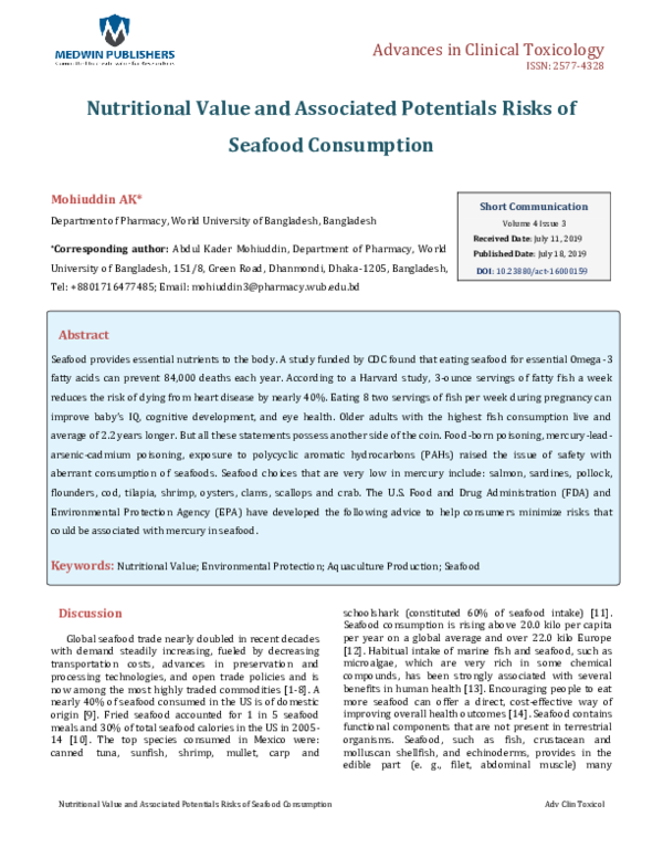 (PDF) Nutritional Value and Associated Potentials Risks of Seafood ...