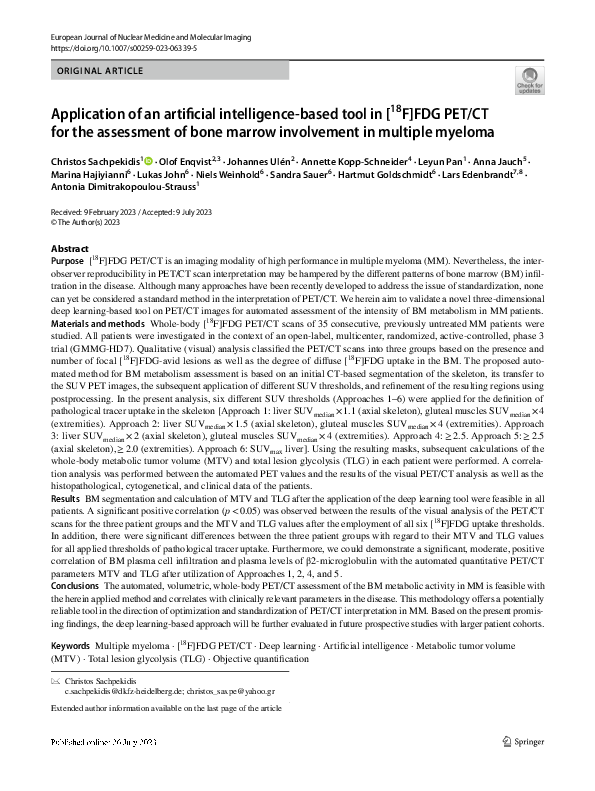 (PDF) Application of an artificial intelligence-based tool in [18F]FDG PET/CT for the assessment ...