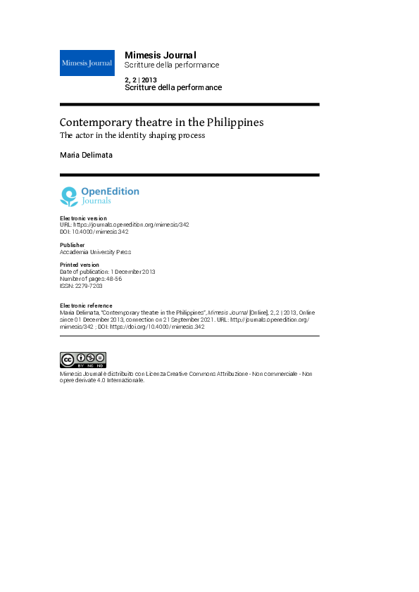 (PDF) Contemporary theatre in the Philippines