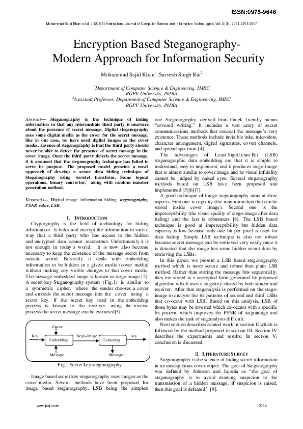 (PDF) Encryption Based Steganography-Modern Approach for Information Security
