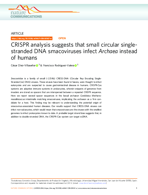 (PDF) CRISPR analysis suggests that small circular single-stranded DNA ...