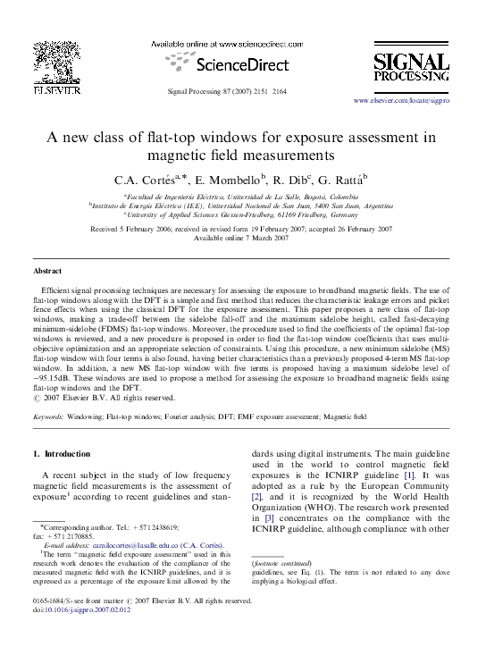 (PDF) A new class of flat-top windows for exposure assessment in ...