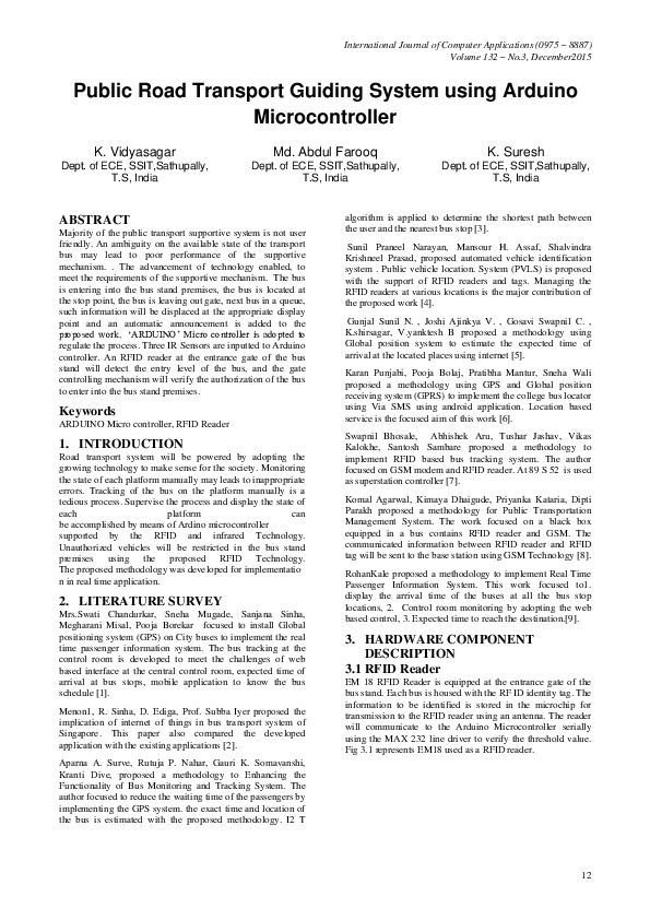 (PDF) Public Road Transport Guiding System using Arduino Microcontroller