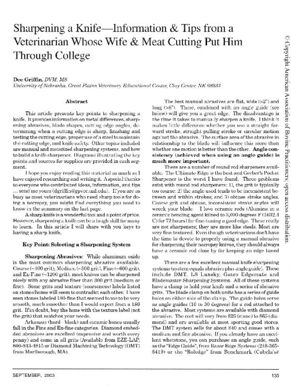 (PDF) Sharpening a Knife