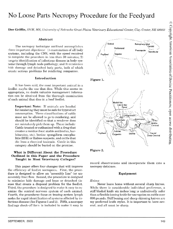 (PDF) No Loose Parts Necropsy Procedure for the Feedyard