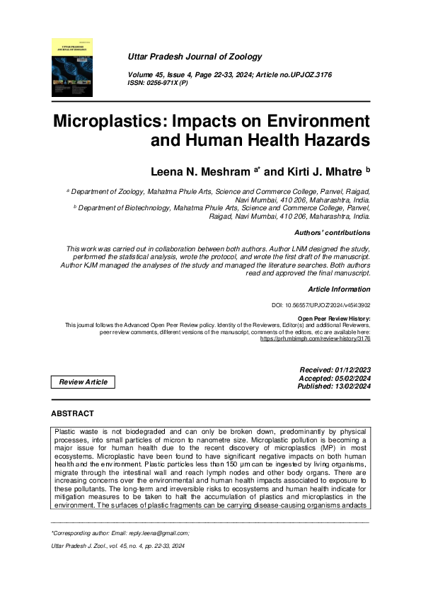 (PDF) Microplastics: Impacts on Environment and Human Health Hazards