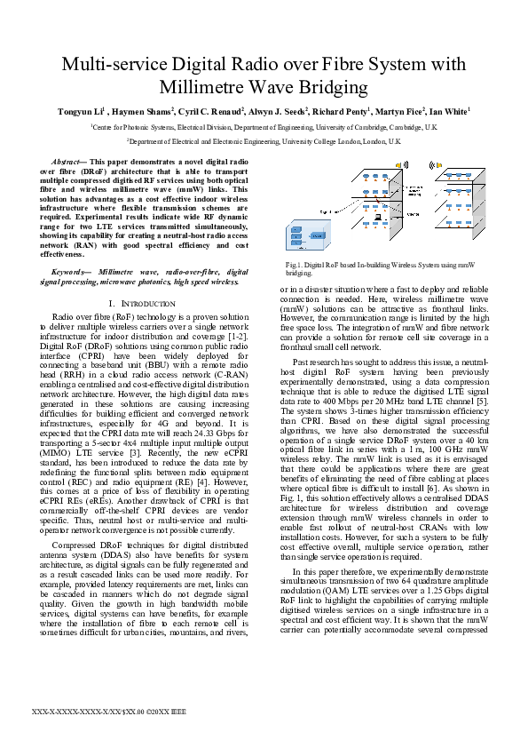 (PDF) Multi-service Digital Radio over Fibre System with Millimetre ...