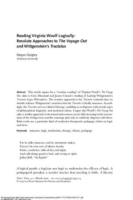 (PDF) Reading Virginia Woolf Logically