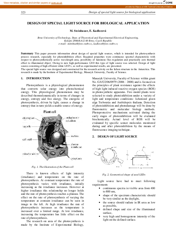 (PDF) Design of Special Light Source for Biological Application
