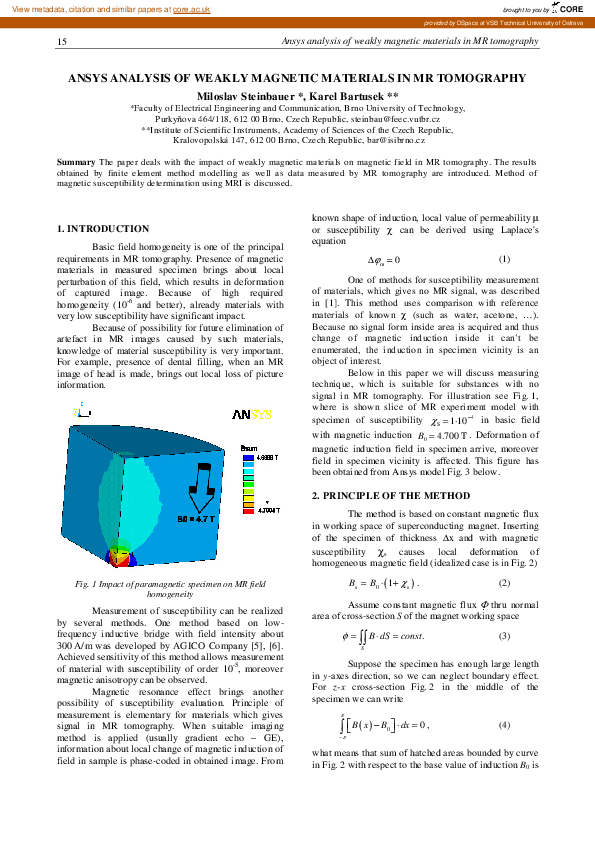 (PDF) Ansys Analysis of Weakly Magnetic Materials in MR Tomography
