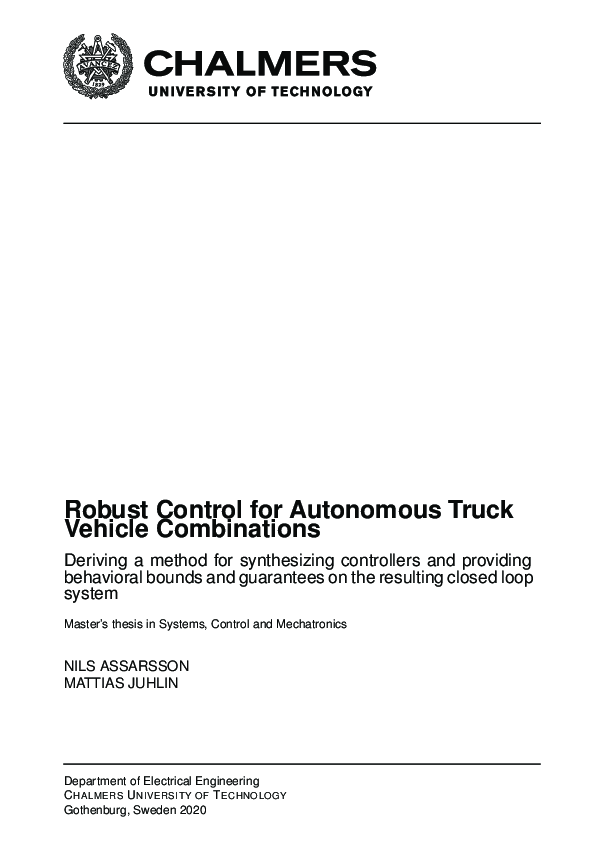 (PDF) Robust control for autonomous truck vehicle combinations