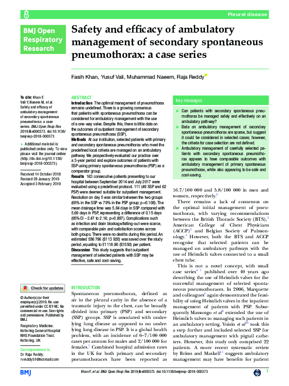 (PDF) Safety and efficacy of ambulatory management of secondary ...