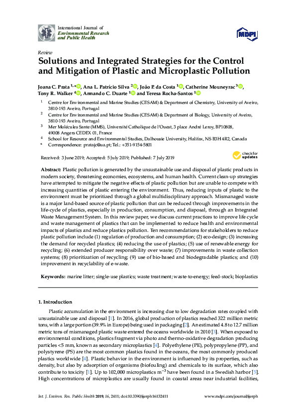 (PDF) Solutions and Integrated Strategies for the Control and ...