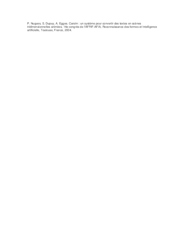 (PDF) Carsim: un système pour convertir des textes en scènes ...