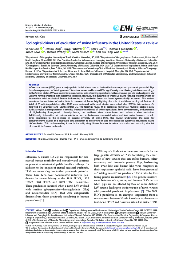 (PDF) Ecological drivers of evolution of swine influenza in the United ...