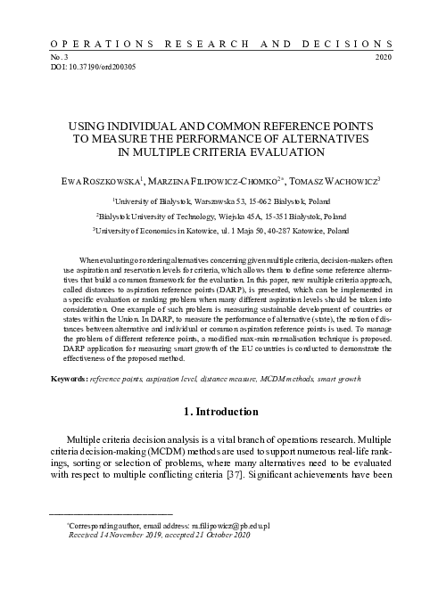(PDF) Using individual and common reference points to measure the performance of alternatives in ...